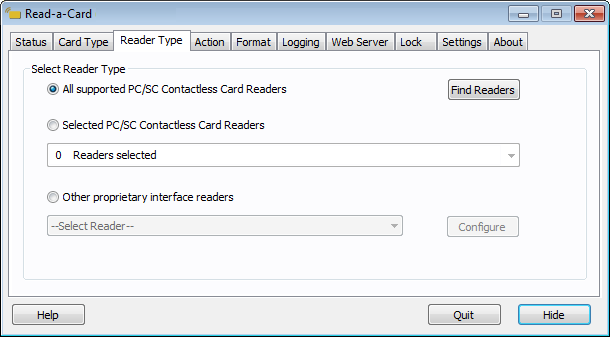 Reader Type tab